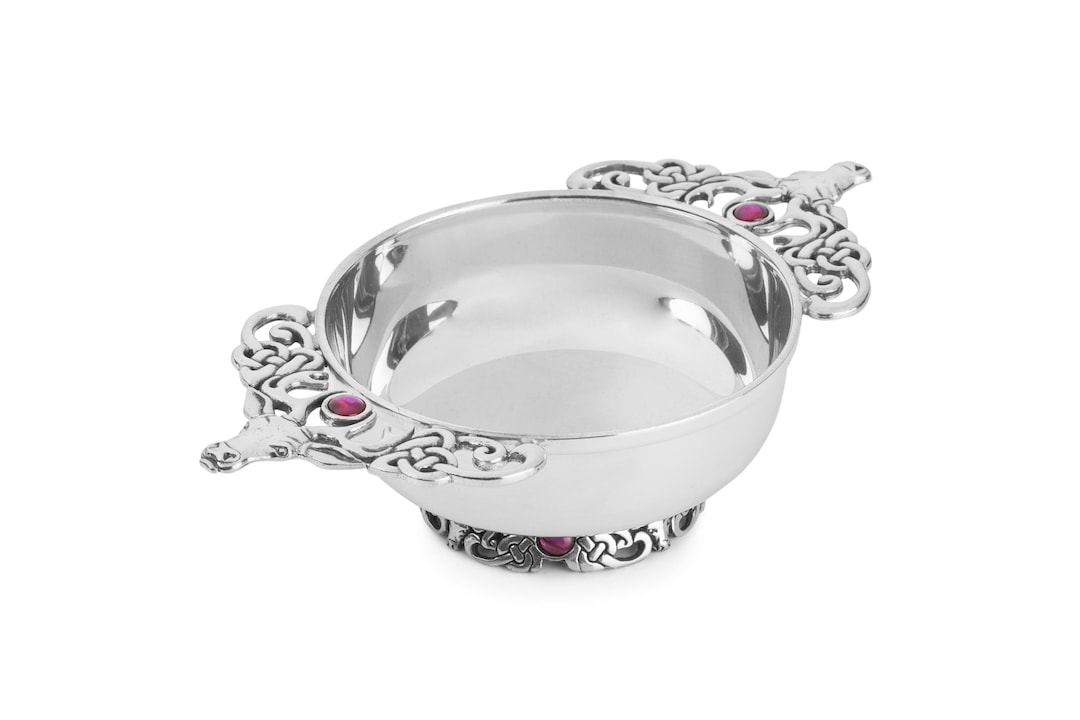 Highland Stag Pewter Quaich Bowl - Scottish Deer Toasting Cup ...