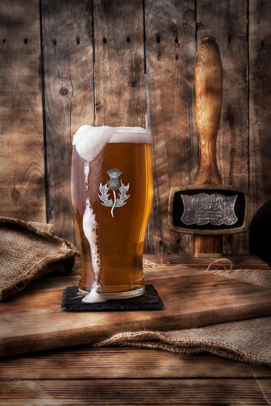 Personalised Thistle Pint Glass | Custom Pewter Scottish Badge ...