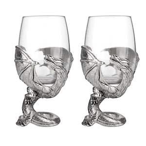 Handcrafted Pair of Dragon Wine Glasses - Unique Fantasy Barware ...