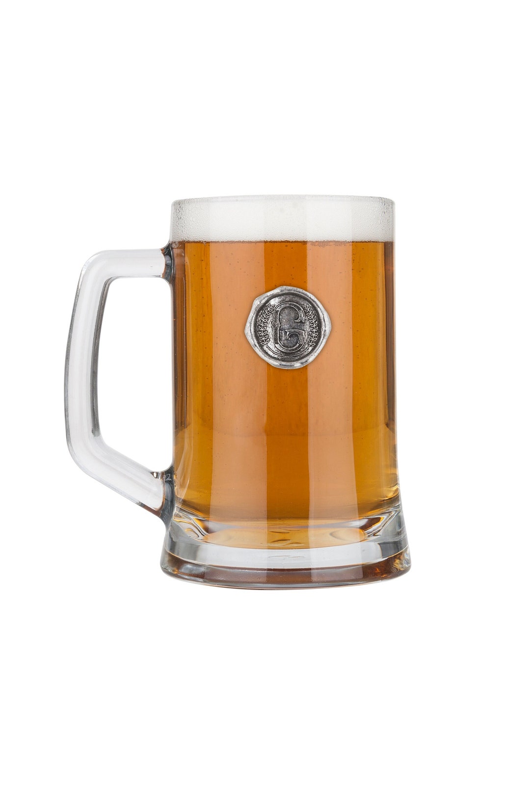 Personalized Glass Tankard With Pewter Initial Monogram - Custom ...
