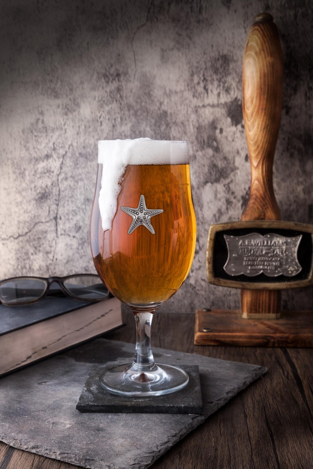 Personalised Star Fish Stemmed Beer Glass | Engraved Starfish Beer ...