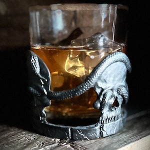 Handcrafted Skull & Snakes Pewter Whisky Glass -gothic Design - Unique ...
