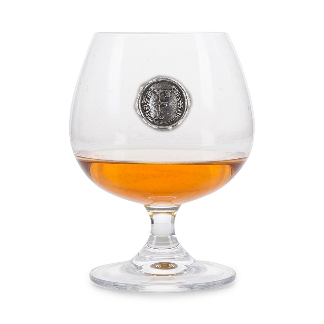 Personalized Brandy Glass With Pewter Initial Monogram - Custom ...