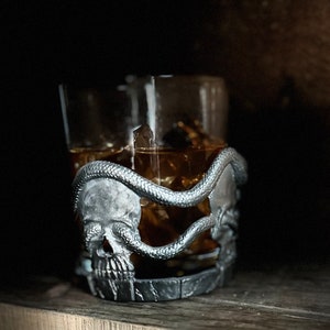 Handcrafted Skull & Snakes Pewter Whisky Glass -gothic Design - Unique ...