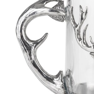 Highland Stag Glass Tankard - Pewter Antler Handle Mug, Scottish Themed ...
