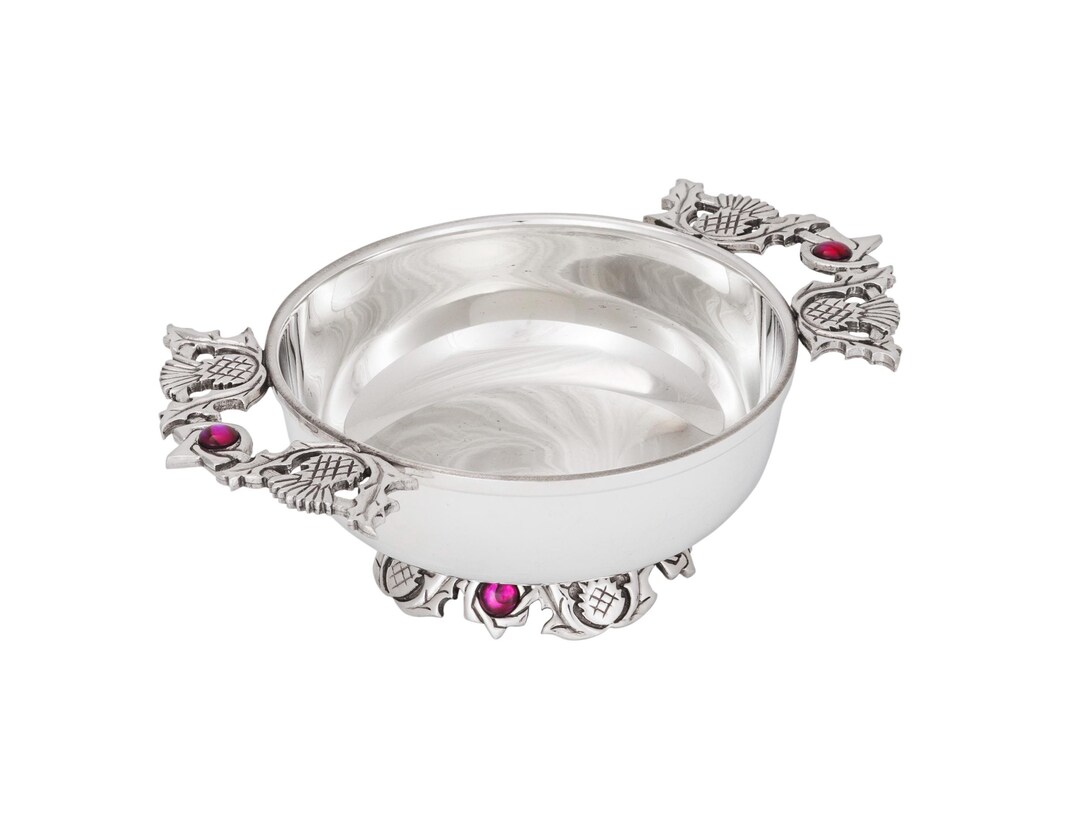 Thistle Pewter Quaich Bowl - Scottish Thistle Design, Handmade Celtic ...