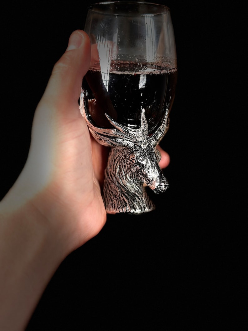 Elegant Stag Wine Glasses - Deer Stemware, Rustic Antler Glassware ...