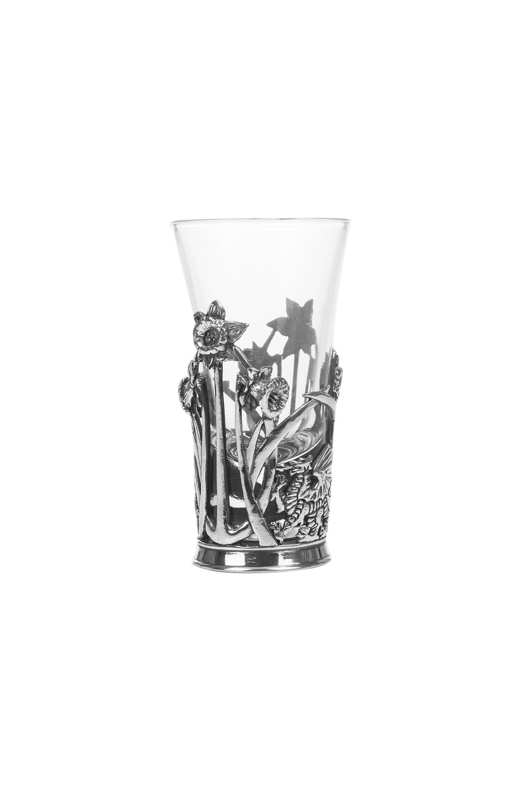 Welsh Dragon Pewter Shot Glass Holder - Celtic Mythical Drinkware ...