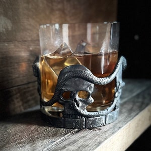 Handcrafted Skull & Snakes Pewter Whisky Glass -gothic Design - Unique ...