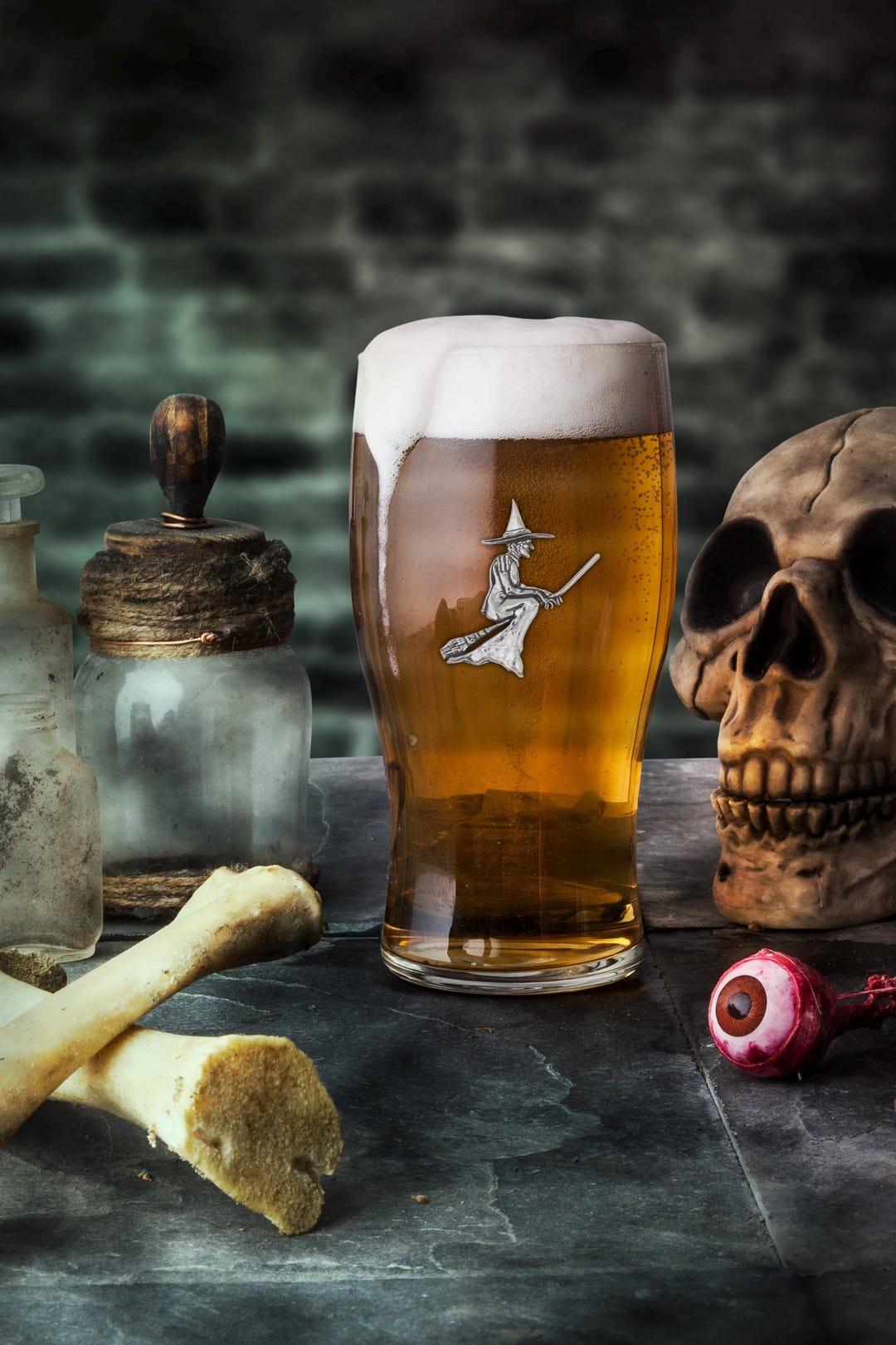 Personalised Witch Pint Glass | Engraved Tulip Pint Glass | Halloween ...