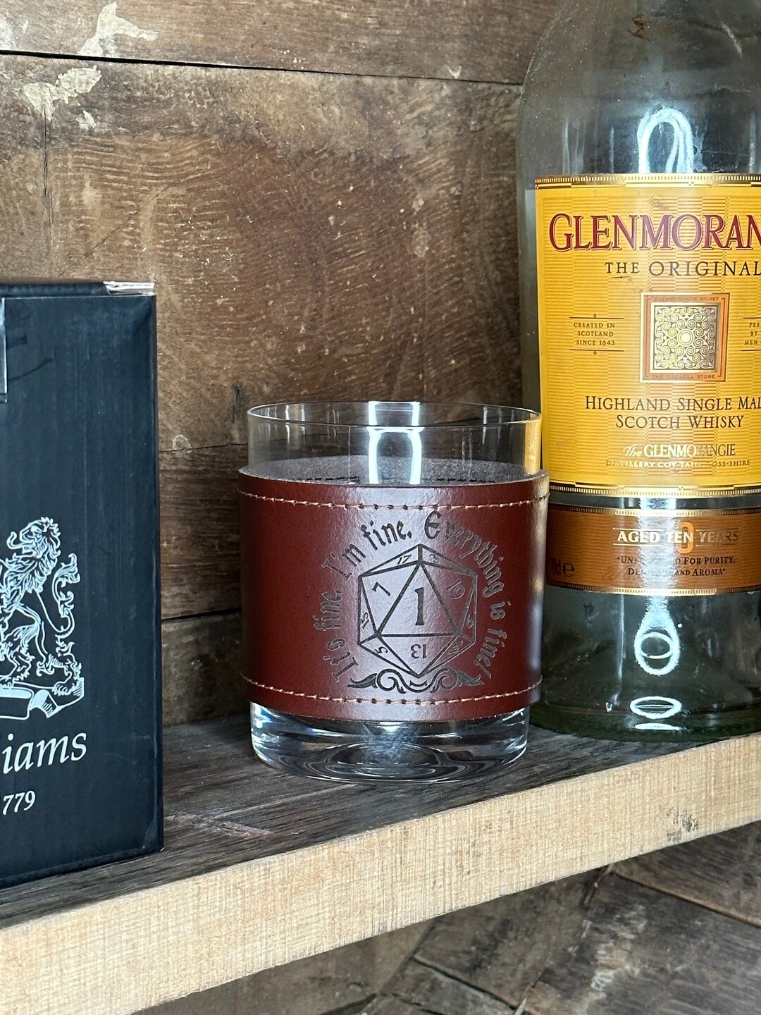 DND Themed Whisky Glass - Leather-wrapped Handmade, Unique RPG Barware ...