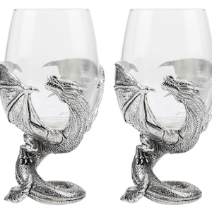 Handcrafted Pair of Dragon Wine Glasses - Unique Fantasy Barware ...