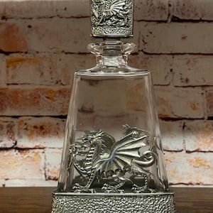 Welsh Dragon Whisky Decanter - Handcrafted Celtic Liquor Carafe ...