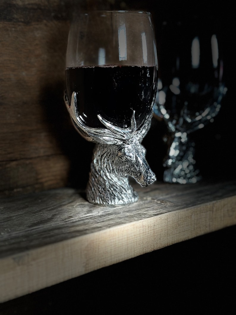 Elegant Stag Wine Glasses - Deer Stemware, Rustic Antler Glassware ...