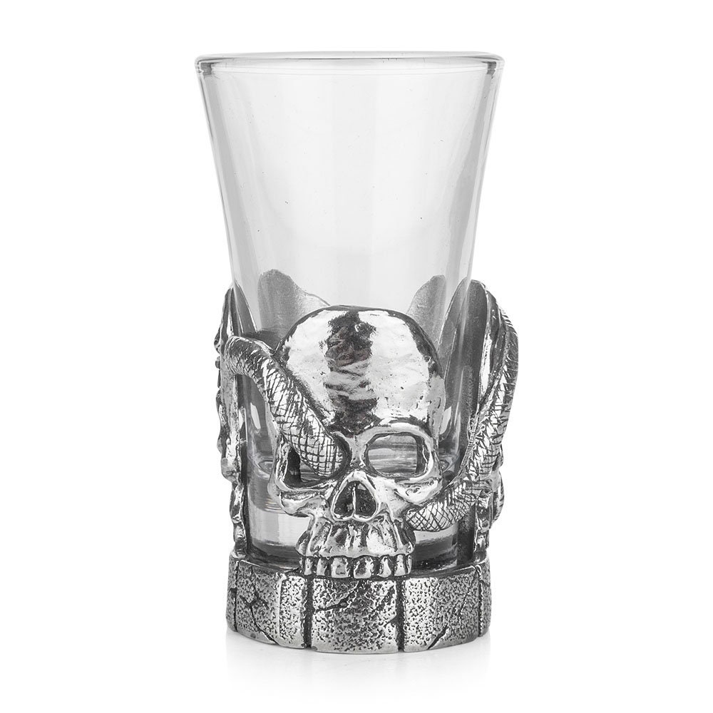 Skull & Snakes Pewter Shot Glass Holder - Gothic Serpent Drinkware ...