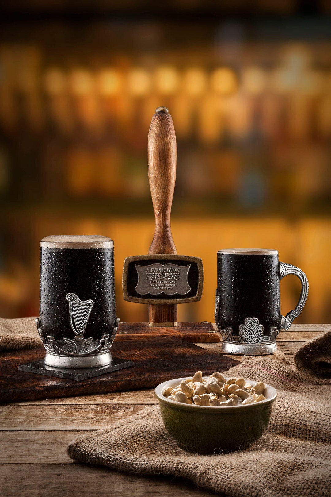 Irish Themed Glass Tankard - Celtic Knotwork Beer Mug, Personalised ...