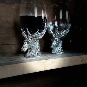 Elegant Stag Wine Glasses - Deer Stemware, Rustic Antler Glassware ...