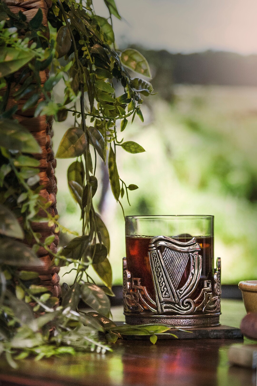 Unique Irish Whisky Glass - Celtic Harp Drinkware - Shamrock Sipper ...