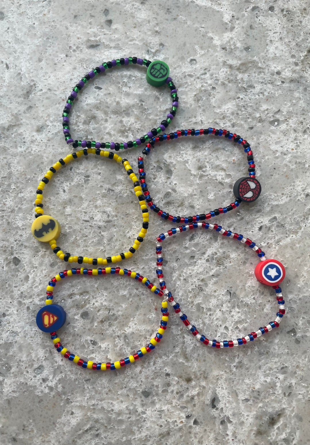 Superhero Marvel DC Avengers Beaded Bracelet Personalised Spider-man ...
