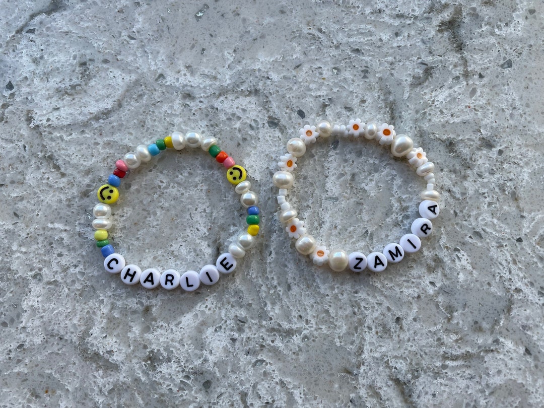 Fun Smiley Face Y2k Kidcore Personalised Custom Name Handmade Beaded ...