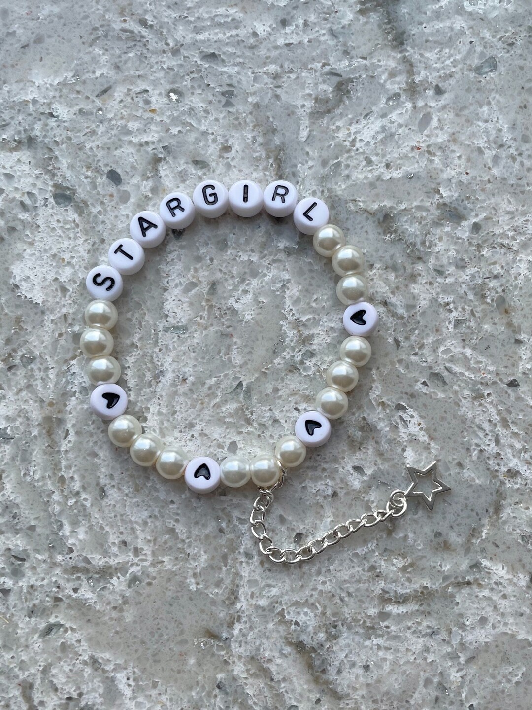 Star Boy and Star Girl Pearl Black Hearts Star Charm Chain Singular (1 ...