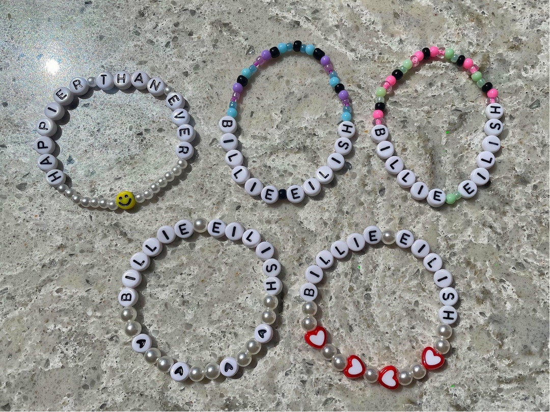 Billie Eilish Singer Inspired Handmade Beaded Bracelets Neon Green Neon ...