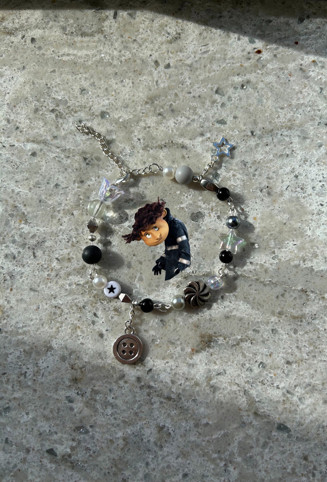 Coraline Wybie Lovat Star Button Charm Bracelet - Etsy UK