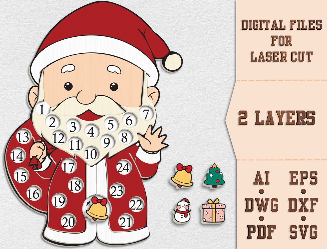 Santa Claus Countdown to Christmas Calendar Svg, Calendar Sign Svg ...
