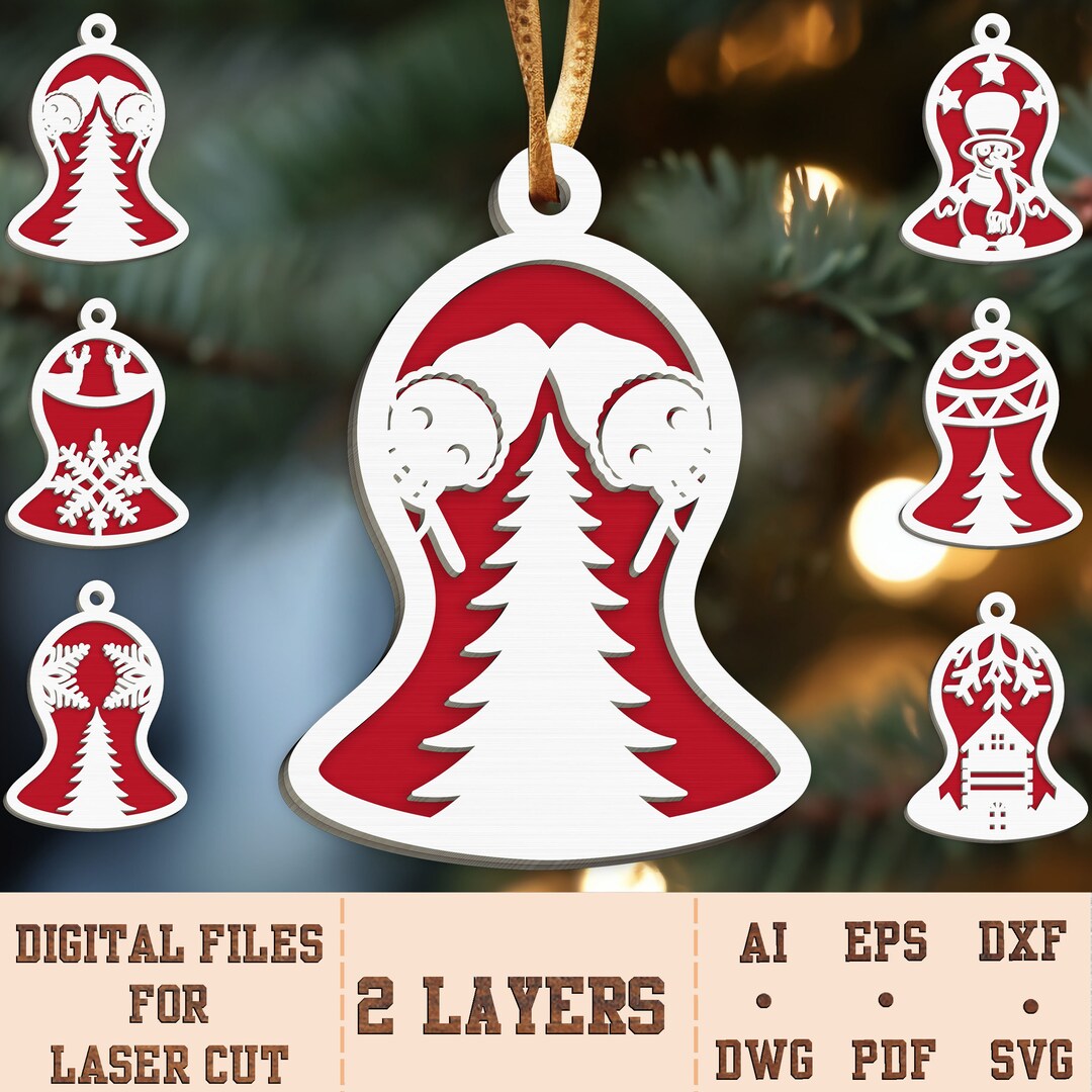 Bundle Bell Ornament Hanger SVG Christmas Bell Ornaments SVG - Etsy