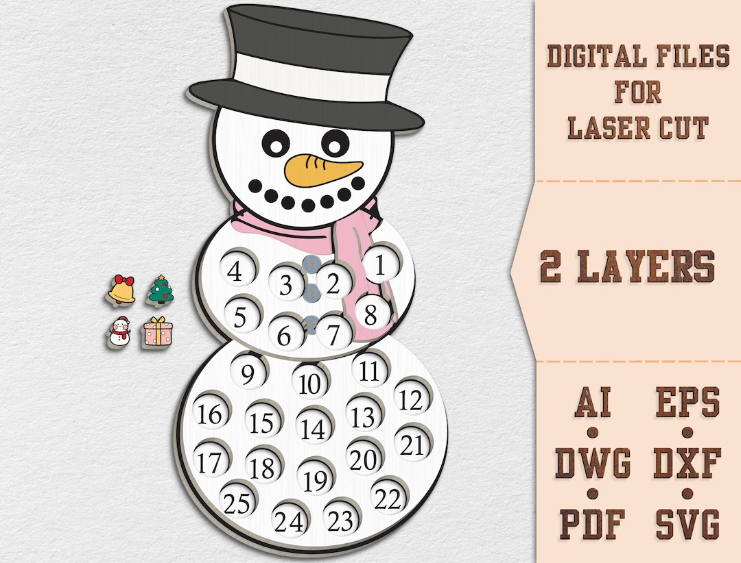 Snowman Countdown to Christmas Calendar Svg, Calendar Sign Svg, Decor ...