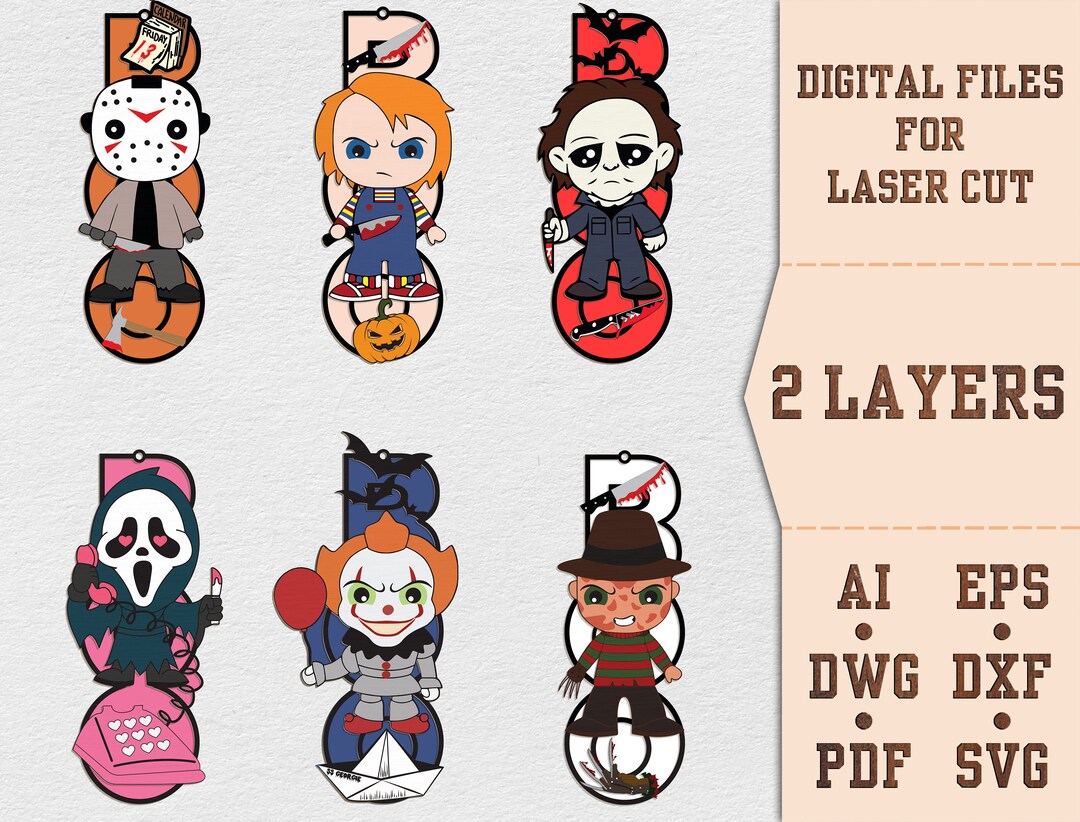 Bundle Halloween Door Sign Svg, Horror Character Door Sign, Horror Door ...