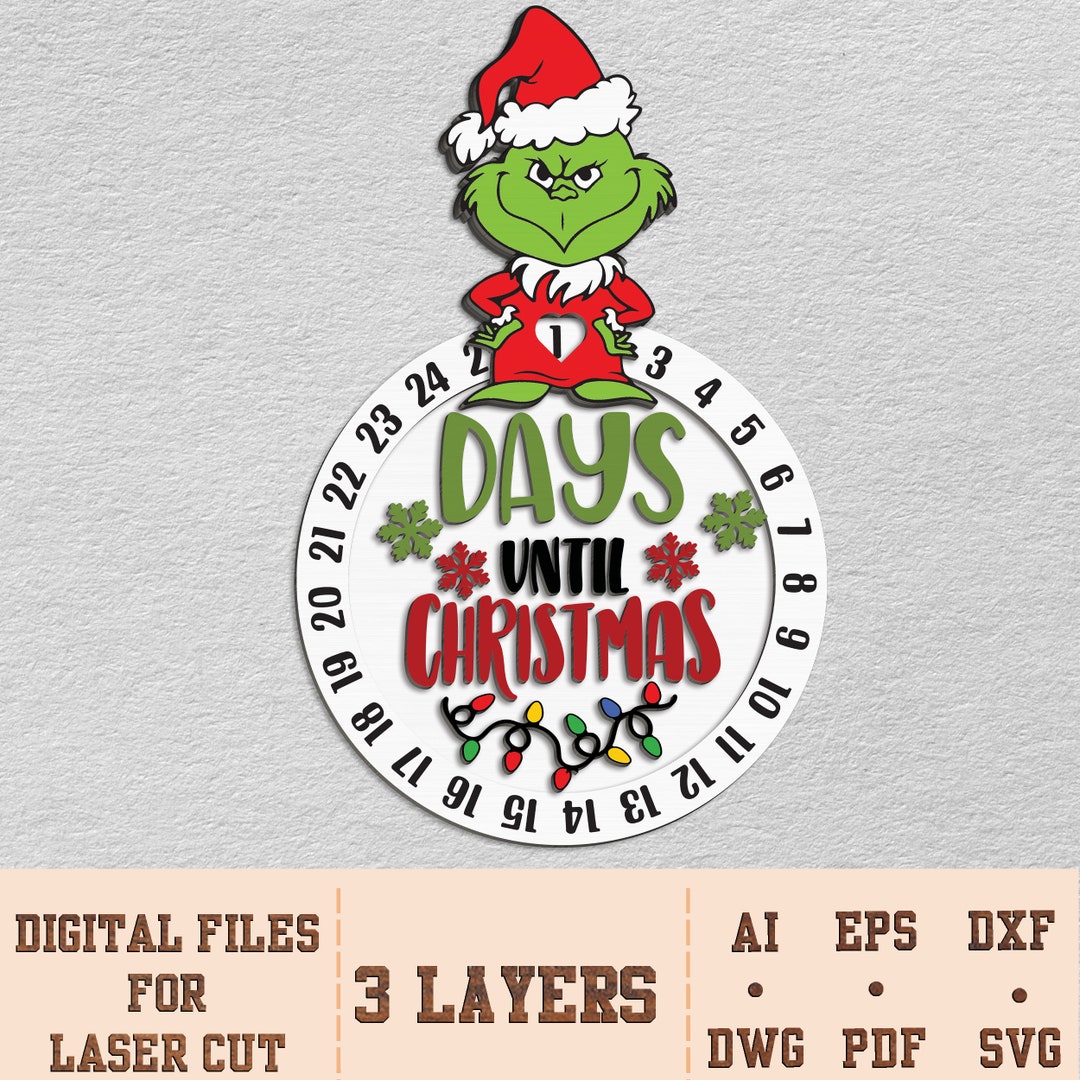 Grinch Countdown Christmas SVG Calendar Sign Svg Decor Svg - Etsy