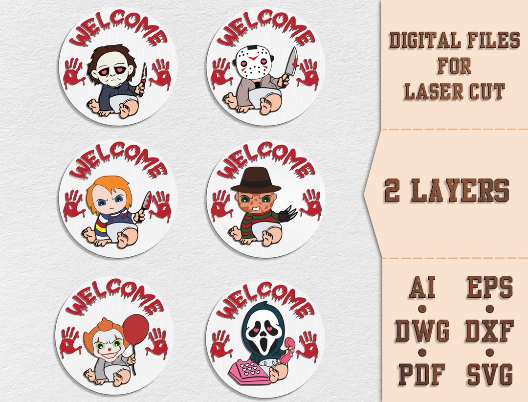 Baby Horror Characters Welcome Sign SVG Bundle Horror - Etsy