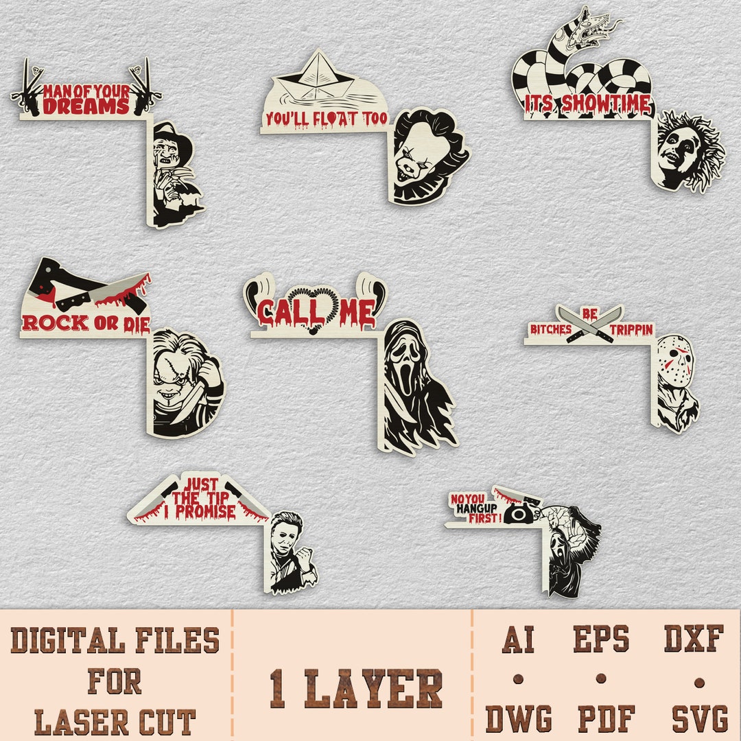 Bundle Horror Face Characters Door Corner SVG File Glowforge Svg Files ...
