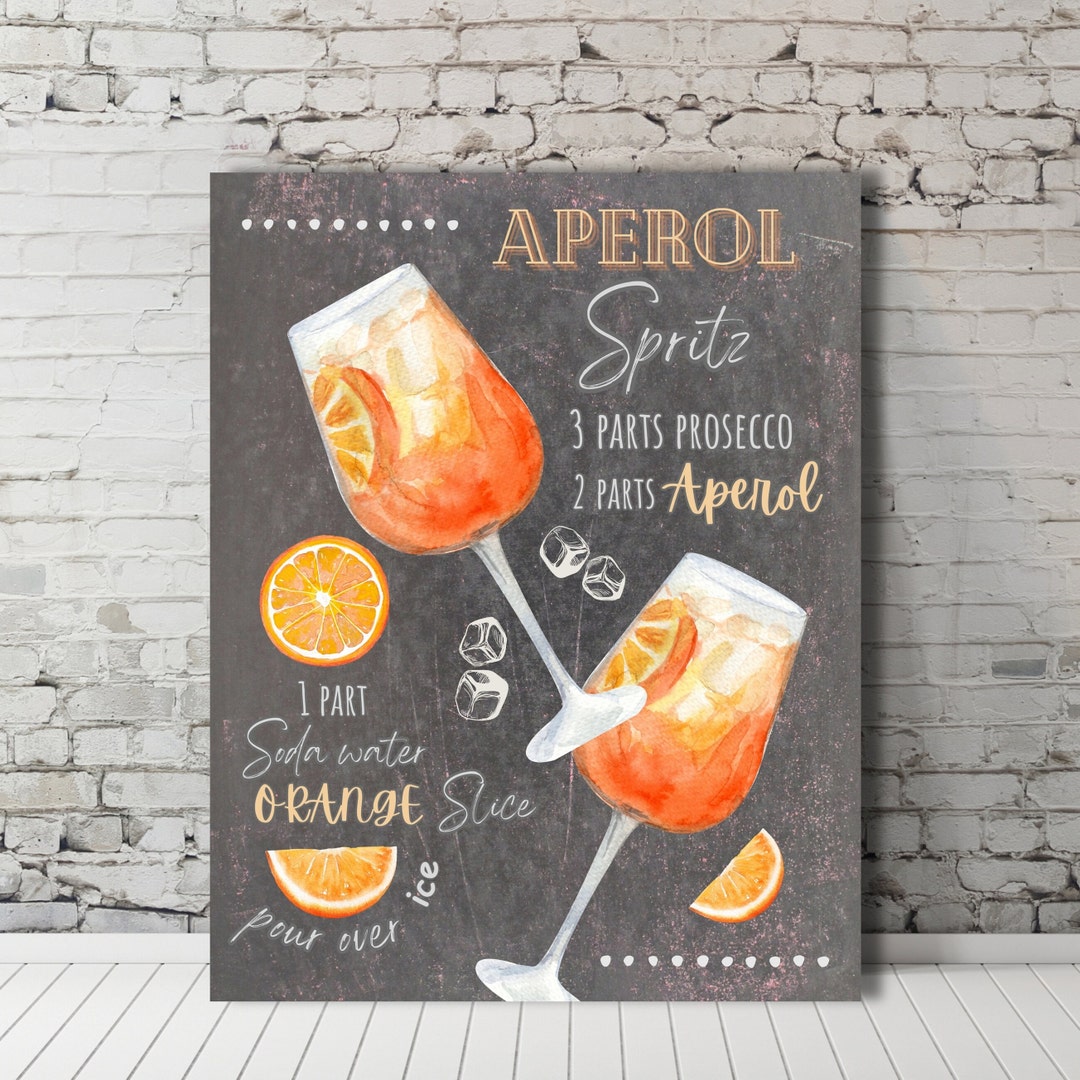 Aperol Wall Art, Bar Decor, Aperol Recipe Poster, Beverage Print ...