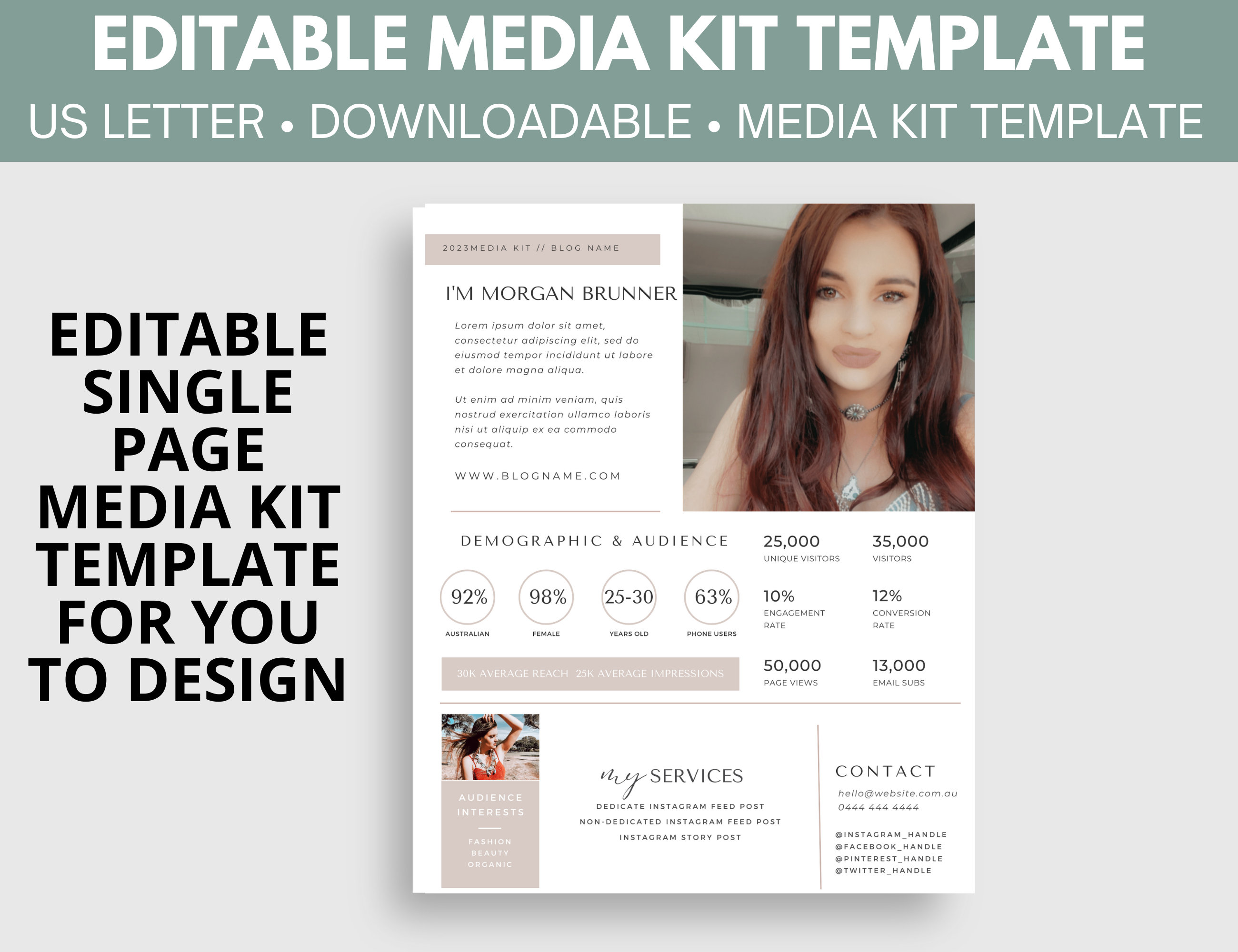 Editable Media Kit Template | Content Creator Media Kit | Media Kit ...