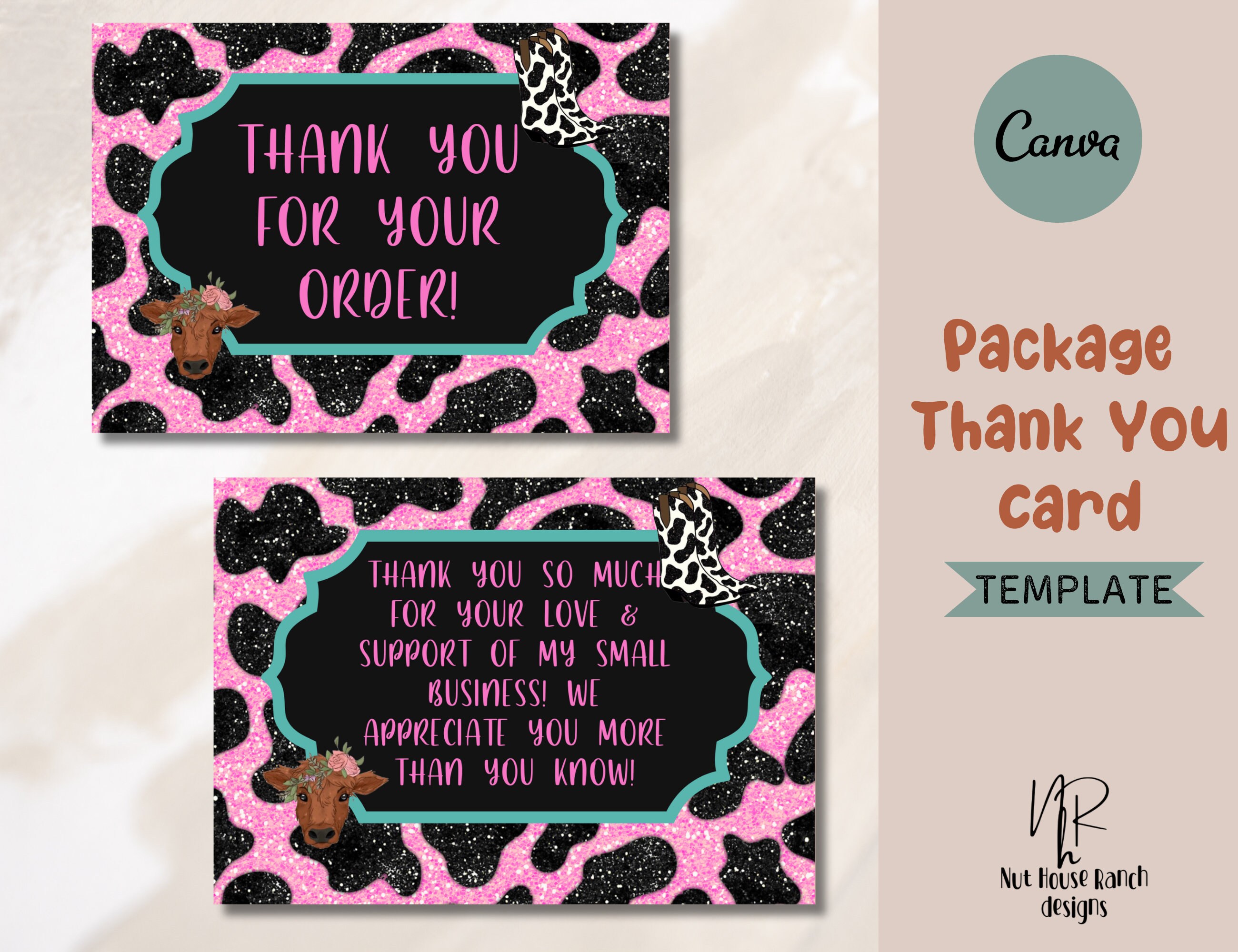 Western Cow Order Thank You Card, Business Thank You,small Business ...