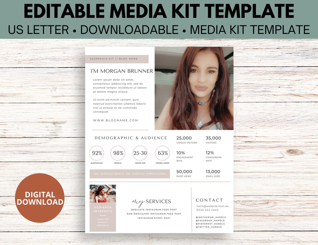Editable Media Kit Template | Content Creator Media Kit | Media Kit ...