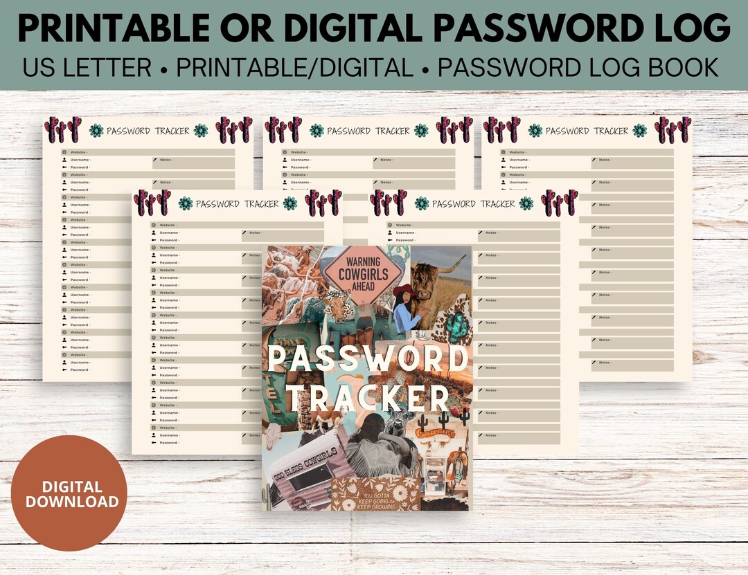 Digital Download Password Log, Printable Password Log, Small Business ...