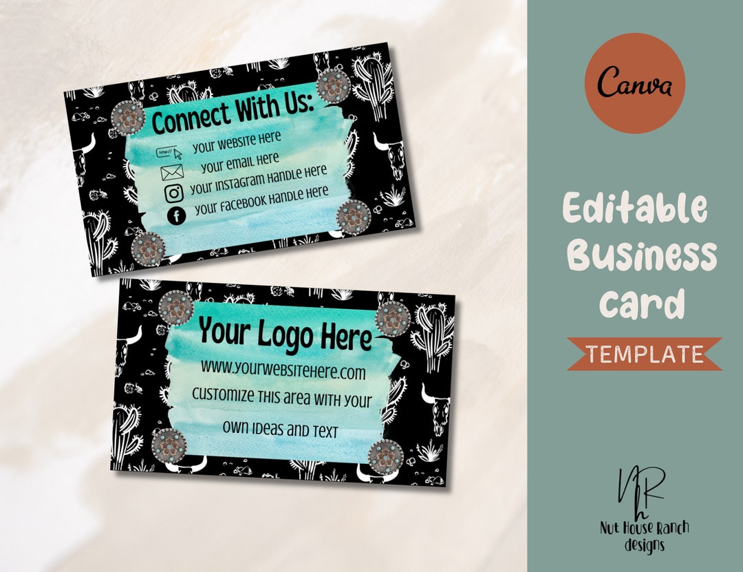 Western Business Card Template | Canva Business Card Design | Editable ...