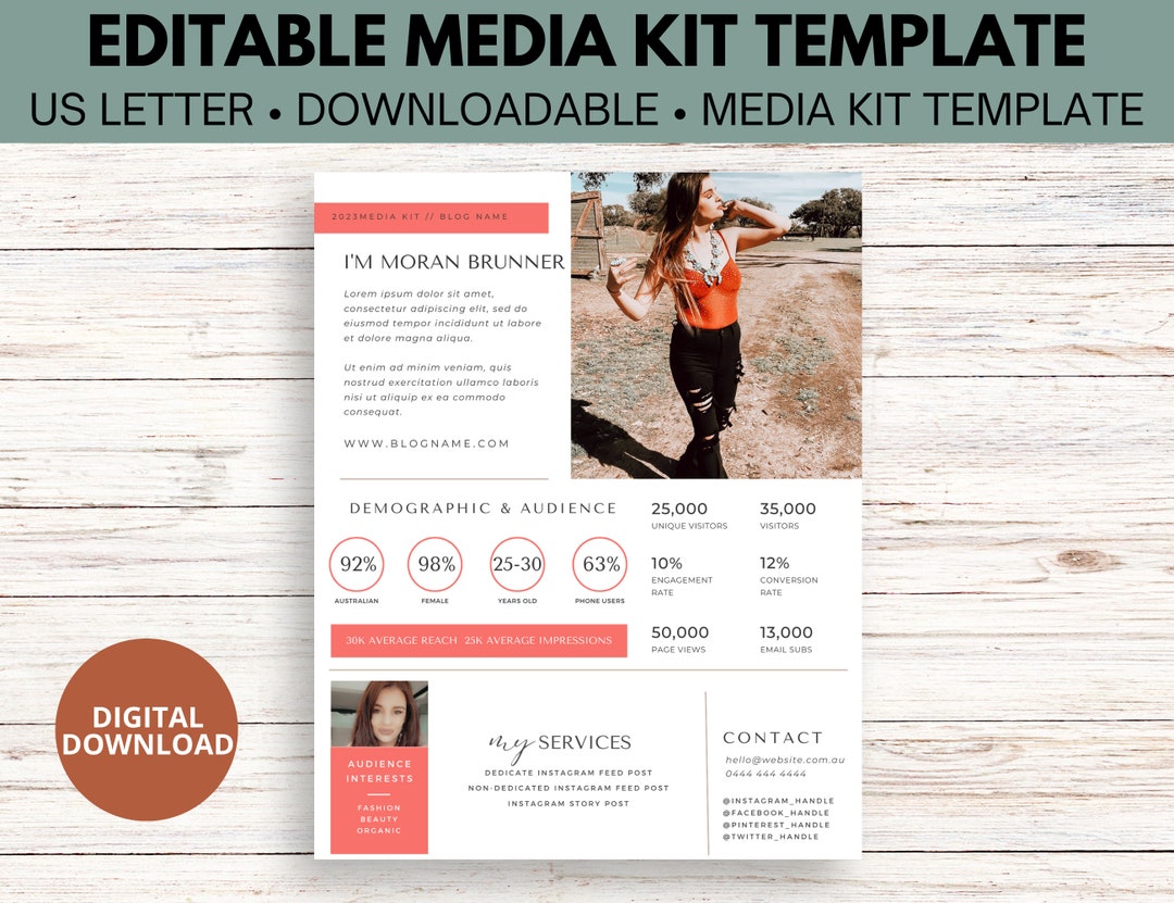 Editable Media Kit Template | Content Creator Media Kit | Media Kit ...