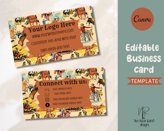 Western Business Card Template Canva Business Card Design Editable ...