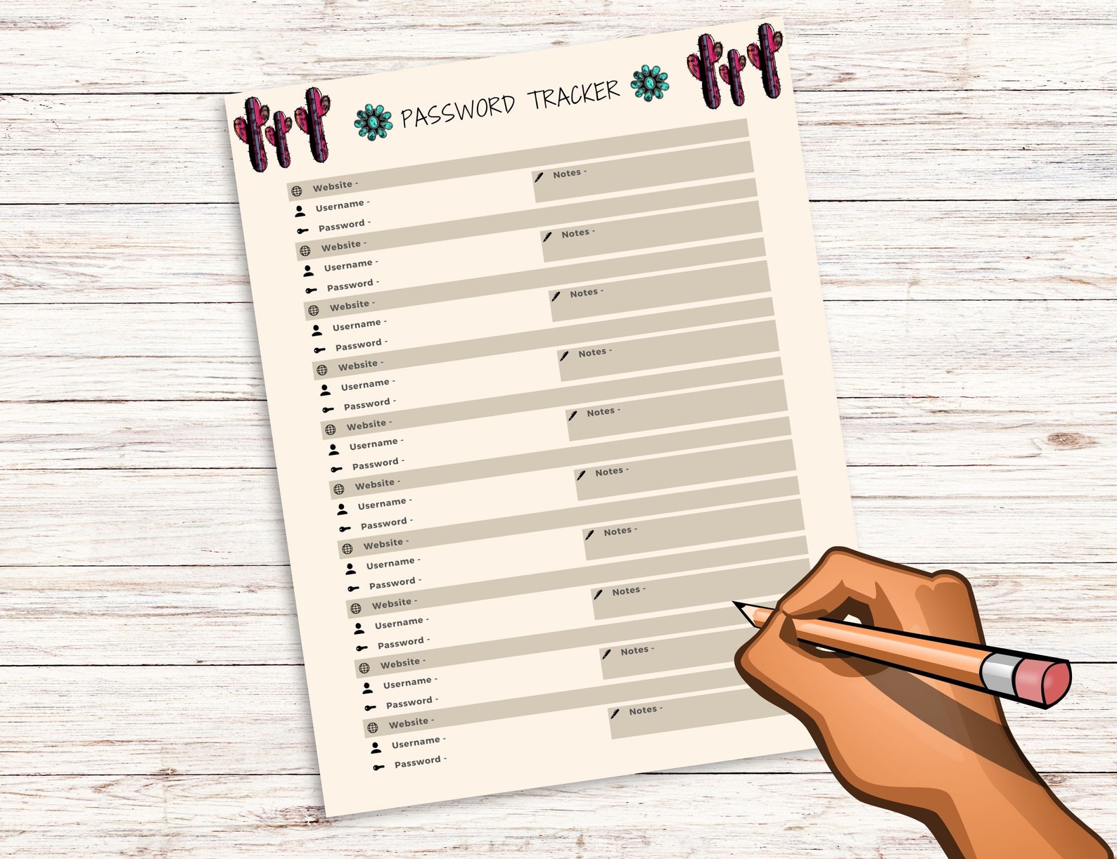 Digital Download Password Log, Printable Password Log, Small Business ...