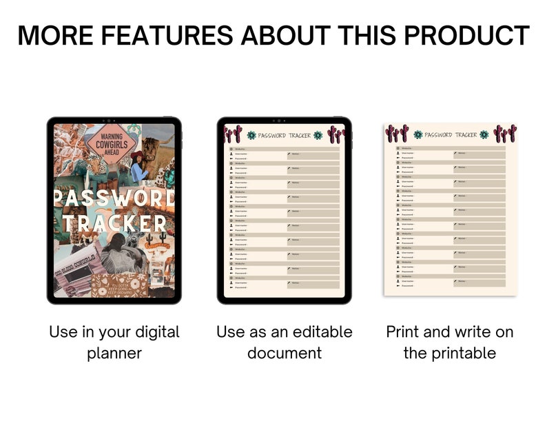 Digital Download Password Log, Printable Password Log, Small Business ...