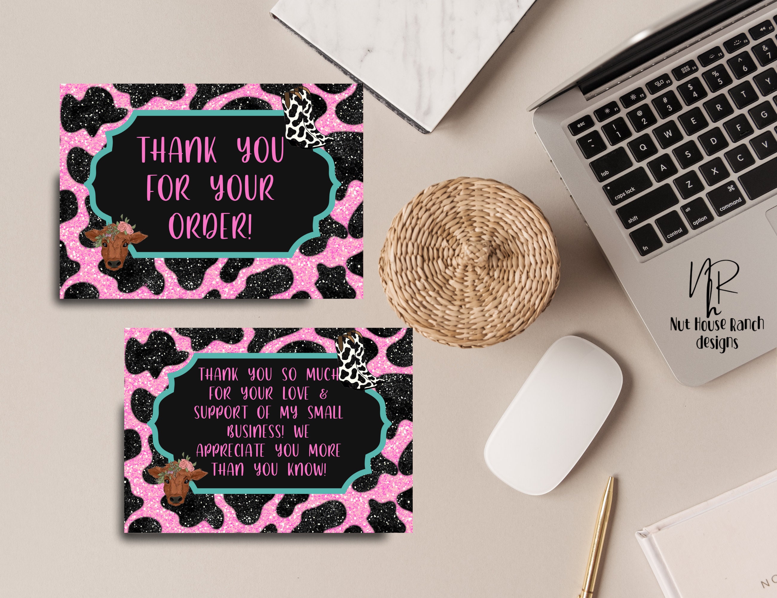 Western Cow Order Thank You Card, Business Thank You,small Business ...