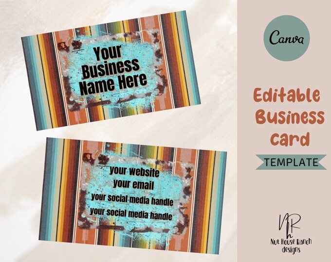 Cow Print Business Card Template | Western Business Card Template ...