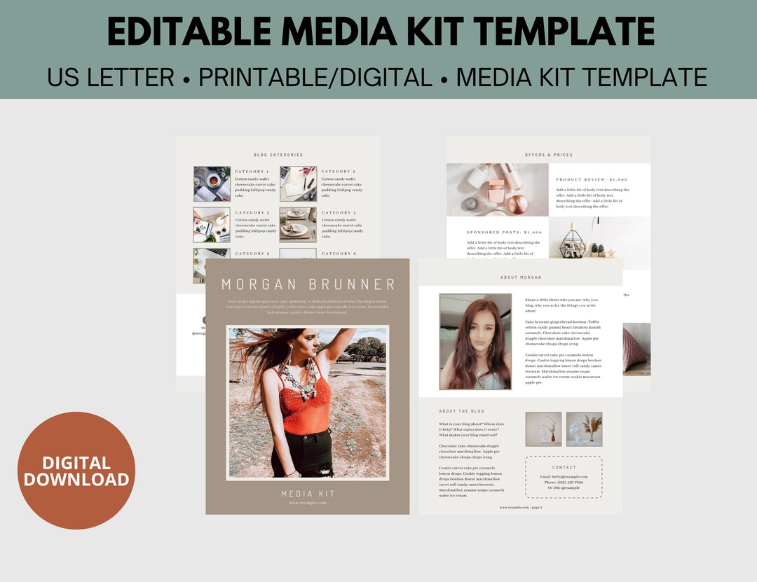 Editable Media Kit Template | Content Creator Media Kit | Media Kit ...