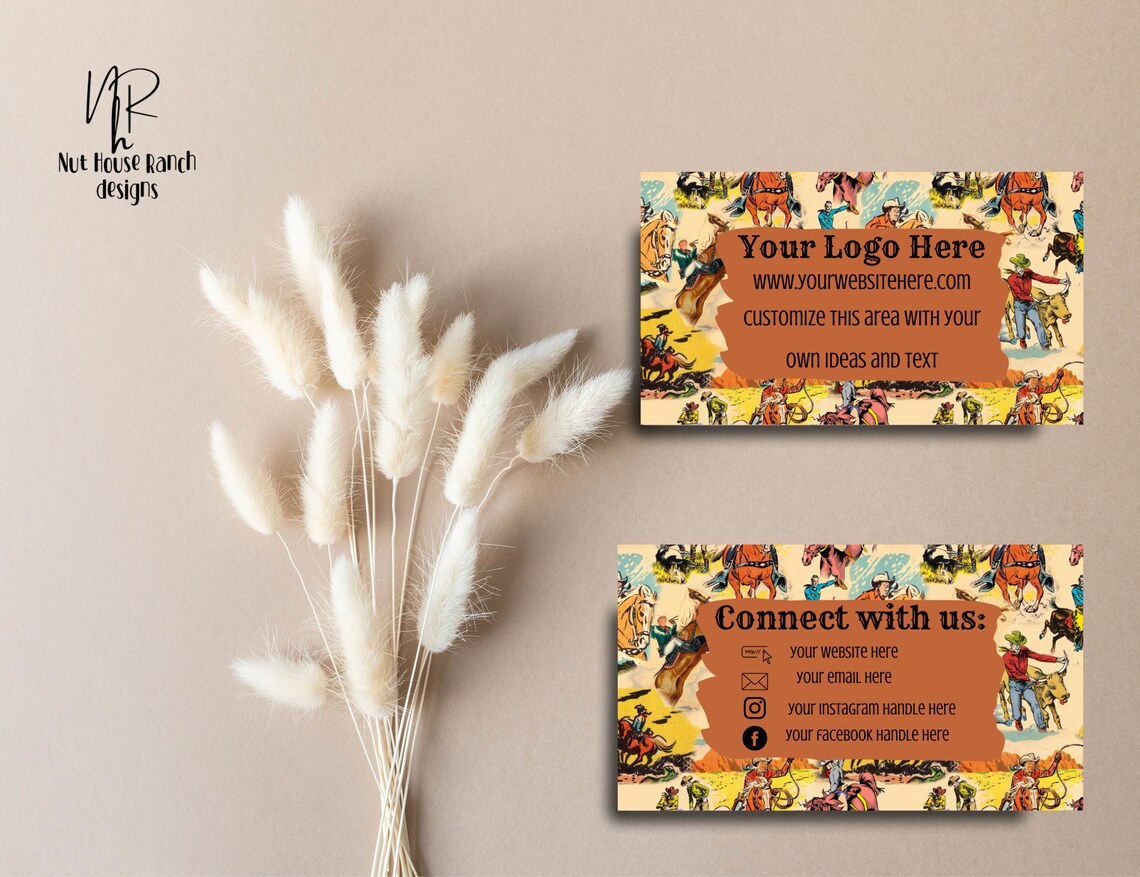 Business Card Template Western | Canva Business Card Design | Editable ...