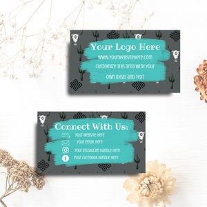 Business Card Template Cactus | Canva Business Card Design | Editable ...