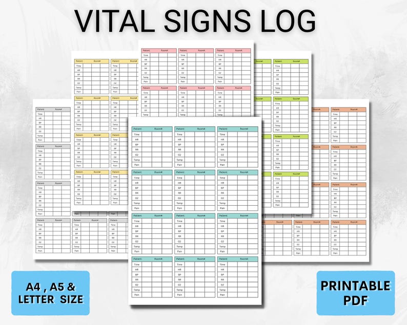 Printable Vital Signs Tracker: Comprehensive Monitoring Chart (US ...